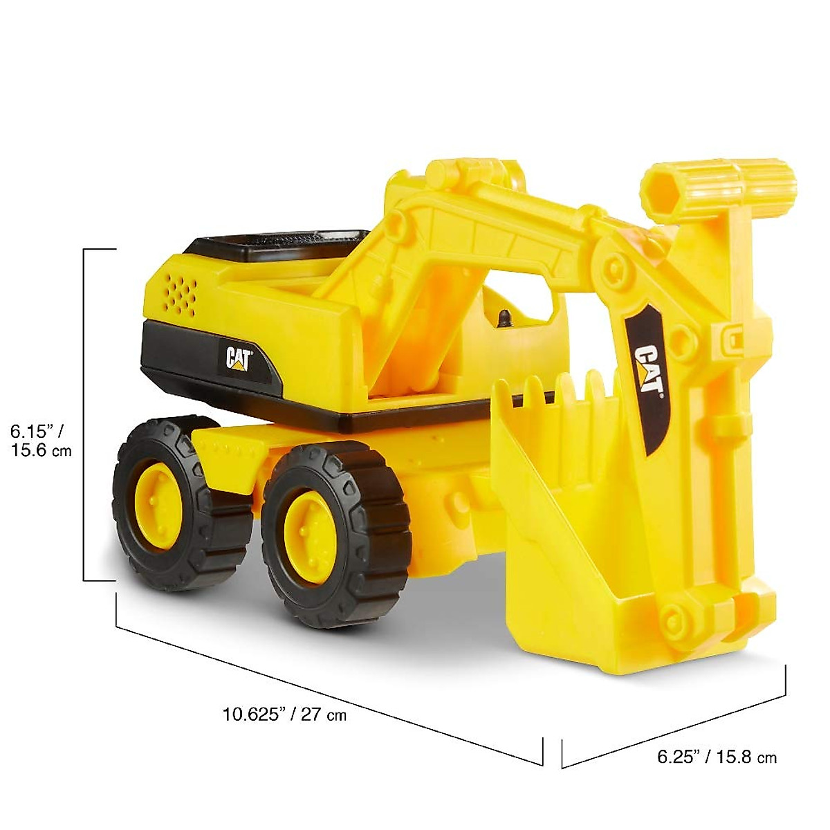CAT Construction Toys, Excavator Sand Set Outdoor Toys - 10” CAT Toy Dumps Truck & Loader, Hard Hat, Shovel, Rake - Pretend Play, Ages 2+