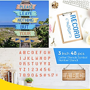 UCEC 3 Inch Letter Stencils Symbol Number Stencil, 42PCS Reusable Alphabet Letter Stencils Interlocking Stencil Kit, Plastic Art Craft Stencils Letters, Number Stencil Kit for Christmas Decorations
