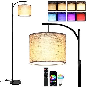 Lightess Floor Lamp for Living Room, Arc LED Floor Lamp with App and Remote Control, 2700K-6500K Dimmable LED Lamp, 16 Million Colors, Modern Standing RGB Lamp for Bedroom Office, RGB Bulb Included