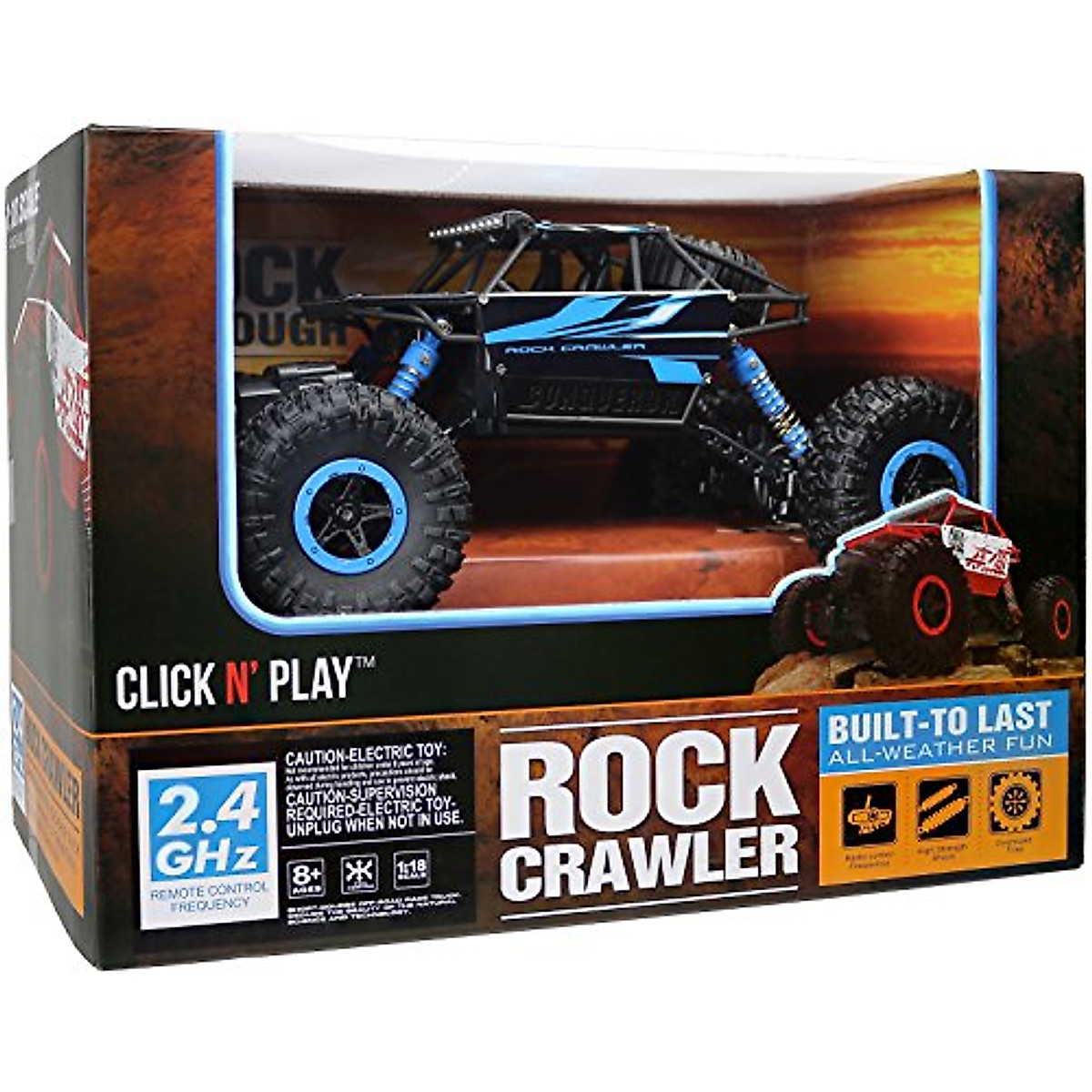Click N' Play Remote Control Car 4WD Off Road Rock Crawler Vehicle 2.4 GHz, Blue