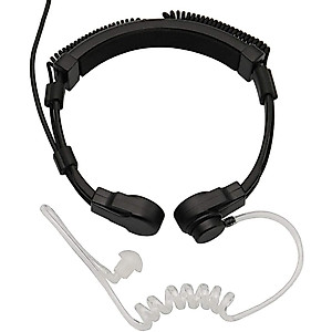 Flexible Throat Mic Microphone Covert Acoustic Tube Tactical Walkie Talkies Earpiece Headset with Finger PTT is Compatible with Midland LXT118 GXT1000VP4 LXT500VP3 LXT600VP3 LXT380 2-pin