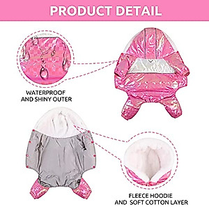 ASENKU Dog Puffer Coat, Reflective Dog Jacket Dog Winter Hoodie, Dog Clothes for Small Medium Dogs, Puppy Waterproof Outdoor Pajamas with D-Ring (Pink, M)