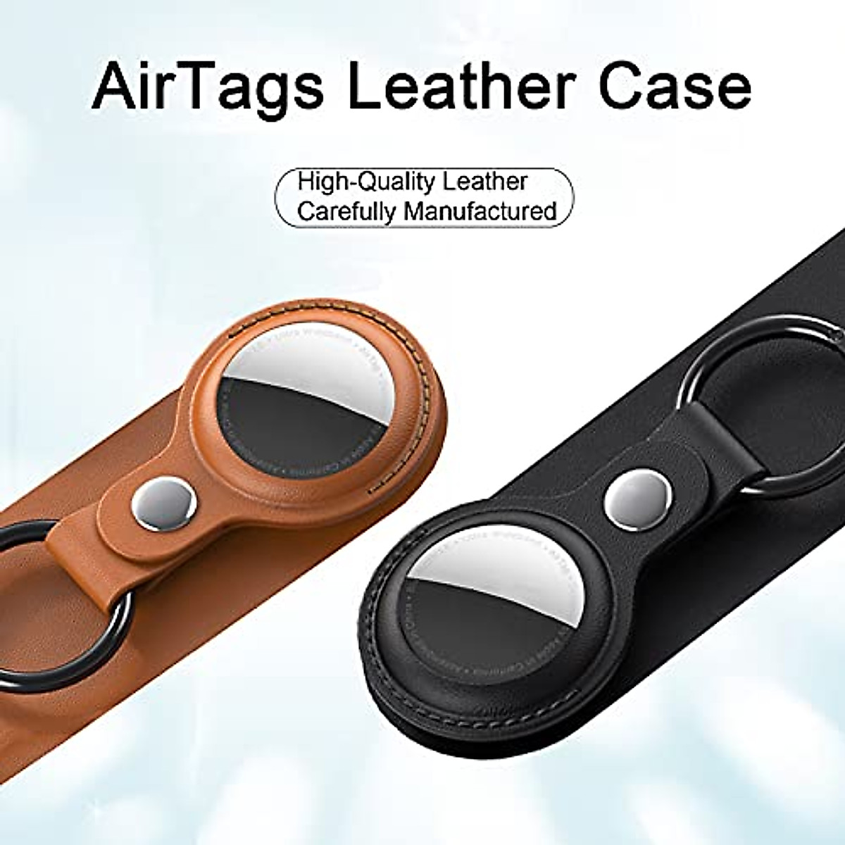 Jasuma Black AirTag Case Leather Finder(2021) Anti-Scratch Portable AirTag Case Cover with Keychain Ring