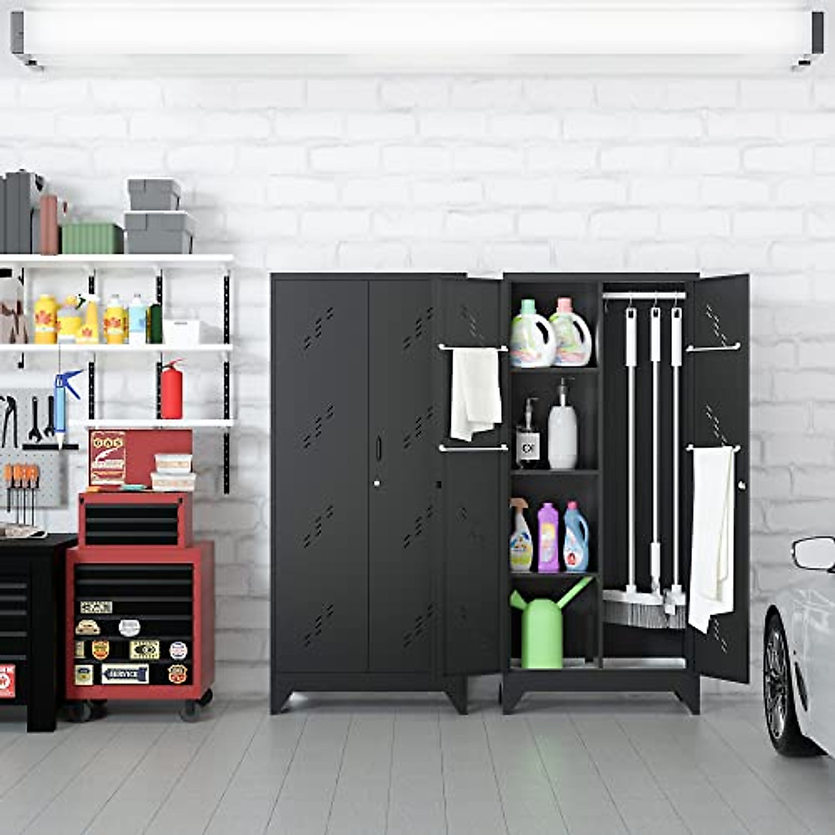 VASAAOSD Garage Storage Cabinet and Locker,Metal Storage Cabinet and Office Storage,Cabinets for Storage with Doors,Wardrobe Cabinet and Locking Cabinet for Kichen,Home,Office