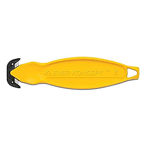 Klever Koncept Safety Cutter, 5.75" Plastic Handle, Yellow, 10/Pack