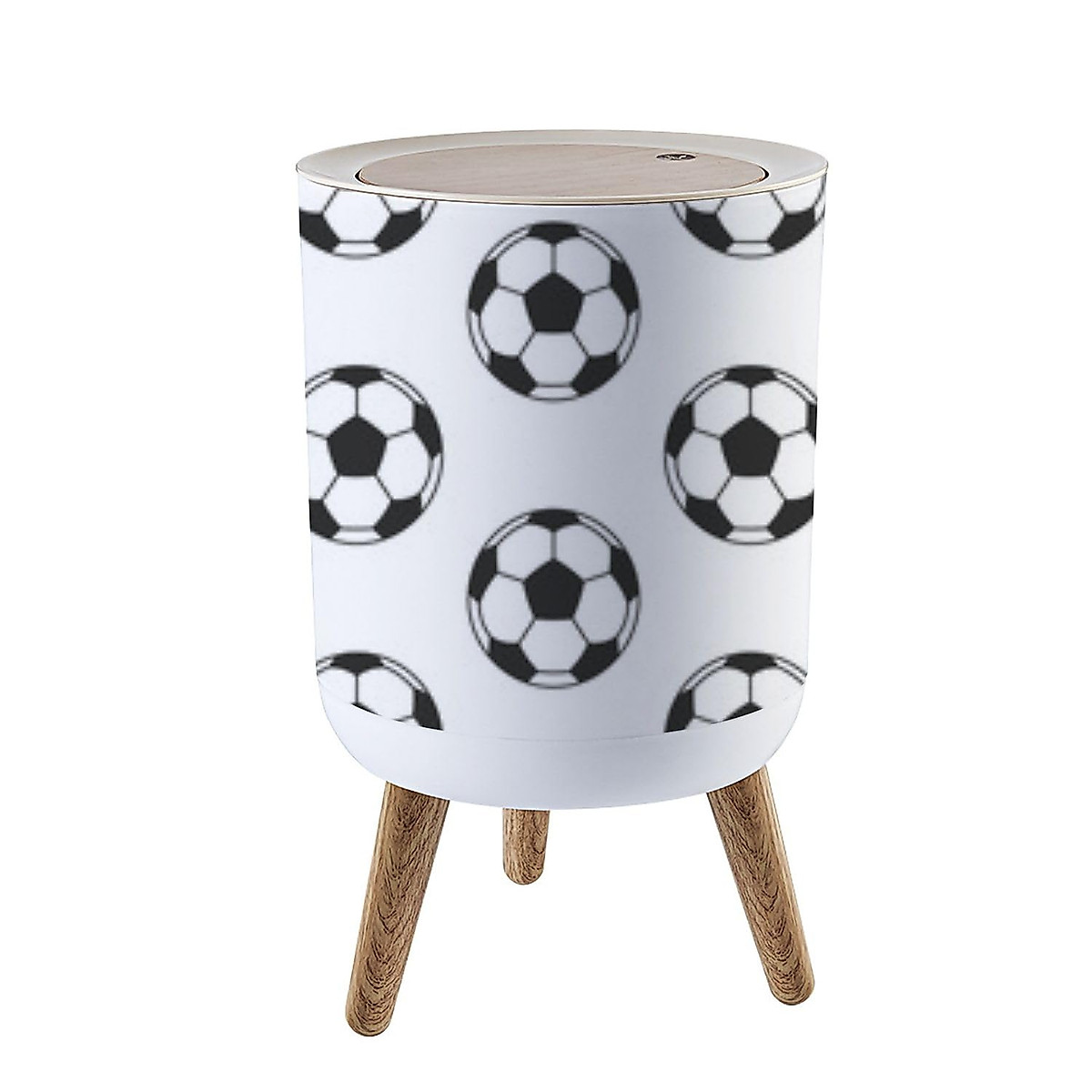 LGCZNWDFHTZ Small Trash Can with Lid for Bathroom Kitchen Office Diaper Soccer Football Seamless Pattern Texture Bedroom Garbage Trash Bin Dog Proof Waste Basket Cute Decorative