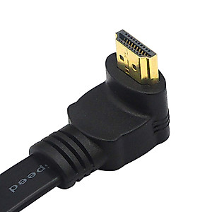 CERRXIAN 1FT Flat Slim High Speed HDMI Extension Cable A Female to 90 Degree Down Angle A Male Cord