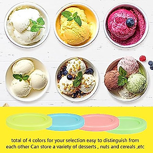 Replacement Pints and Lids for Ninja Creami, Compatible with Ninja NC501 NC500 Series, 24 oz Creami Pint Containers with Leak Proof Lids (blue, yellow, pink, green) (4pcs)