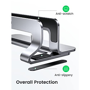 UGREEN Vertical Laptop Stand Holder Desk Aluminum Dock Compatible for MacBook Pro Air Laptop Stand Desktop Adjustable, Lenovo Ideapad 3, Surface Book, HP Notebook, Dell Chromebook Up to 17.3 Inch