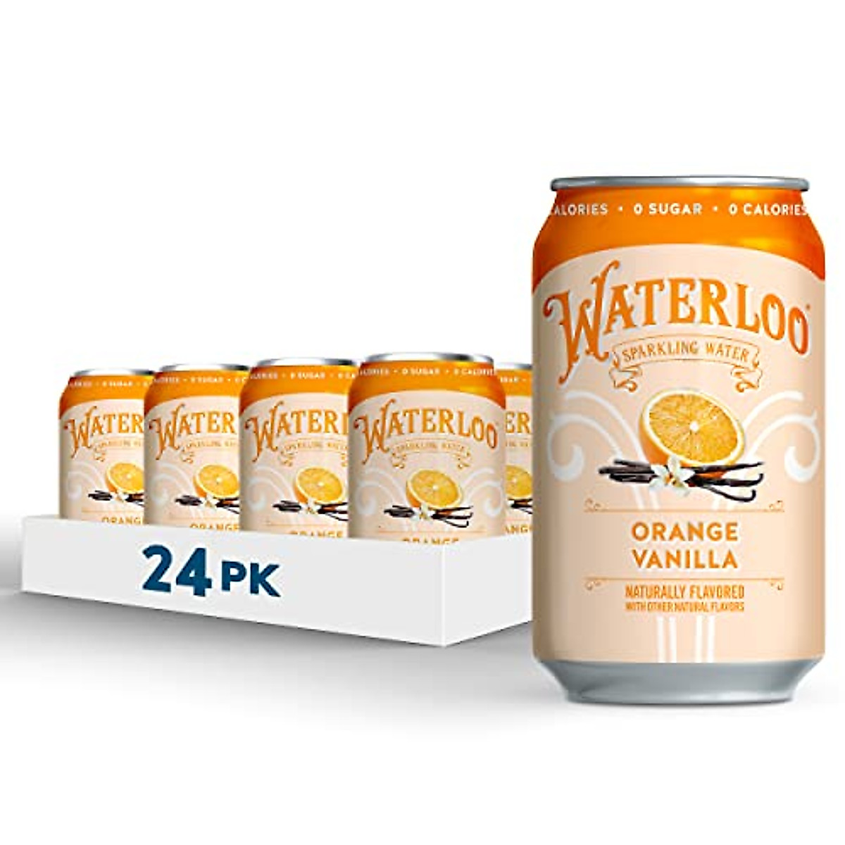 Waterloo Sparkling Water, Orange Vanilla Naturally Flavored, 12 Fl Oz (Pack of 24) | Zero Calories | Zero Sugar or Artificial Sweeteners | Zero Sodium