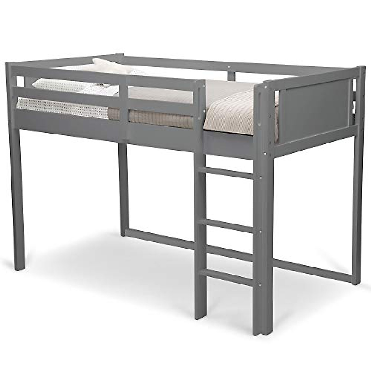 Delta Children Twin Loft Bed with Guardrail and Ladder (Coordinates with Batman, Spider-Man & Harry Potter Tents Sold Separately), Charcoal