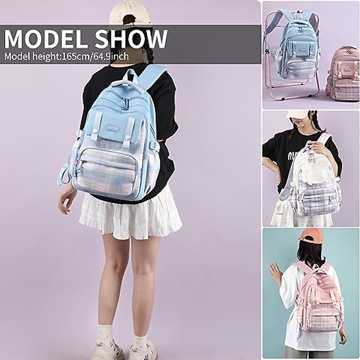 iwhgrmp Casual Backpack Large Capacity Lightweight Daily Use Cute Aesthetic Travel Backpacks Trendy Laptop Daypacks (Purple)