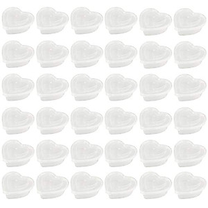 Goodma 36 Pieces 5 oz Heart Shaped Slime Storage Containers Transparent Plastic Box with Lids