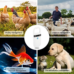 Pet ID Microchip Reader,Rechargeable RFID EMID Animal Handheld Reader,Pet ID Scanner Animal Chip Registration,Support Pet Tag FDX-B (ISO11784 / 11785)