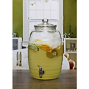 Style Setter Oak Grove Beverage Dispenser Cold Drink Dispenser w/ 2.5-Gallon Capacity Glass Jug, Leak-Proof Acrylic Spigot Great for Parties, Weddings & More