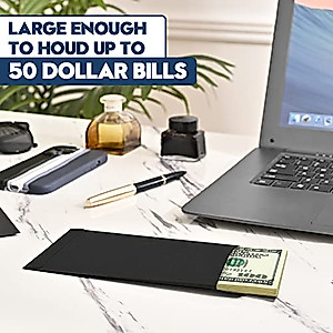 SWESARA 100 Pack Cash Envelopes for Budgeting, 6.7 x 3.5 Inch | Large Pack of Self-Adhesive Money Envelopes for Cash or Coins | Organization Envelopes for Checks, Jewelry, and Small Items(Black)