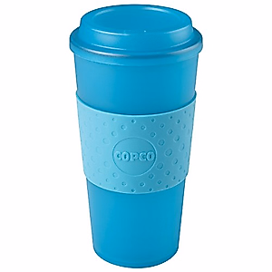 Copco Acadia Double Wall Insulated Travel Mug with Non-Slip Sleeve, 16-Ounce, Translucent Teal