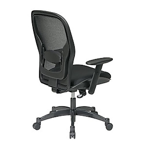 SPACE Seating Breathable Mesh Black Back and Padded Mesh Seat, 2-to-1 Synchro Tilt Control, Adjustable Arms and Lumbar Support with Gunmetal Finish Base Managers Chair