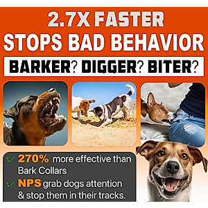 NPS Dog Bark Guard - Professional Dog Training Tool with 3X Sonic Emitters Ultra-Long Range - Dog Bark Deterrent and Anti Barking Device for Dogs - Indoor & Outdoor - Shock Bark Collar Alternative