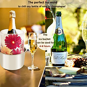 ZHURUININ Champagne Bucket Ice Mold Wine Bottle Chiller, DIY Your Own Wine Chiller Bucket with Flower Fruits Any Decoration for Special Parties Bar Holiday Wedding, Beautiful & Creative Decoration