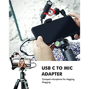 jstma USB C to 3.5mm Headphone Microphone Adapter 3.5mm TRRS Jack Microphone to USB Type C Audio Cable Dongle Compatible for Google Pixel Samsung Galaxy Type C Phones for Video Conferencing Volgging