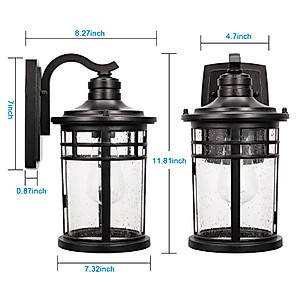 Darkaway Outdoor Porch Lights Wall Mount, Outdoor Light Fixtures Sconces Wall Lighting with Seeded Glass Waterproof Exterior Lights for Patio Yard House Hallway Doorway Garage(2 Pack, Black)
