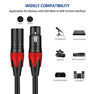 DREMAKE XLR Cable 50FT, XLR 3-Pin Male to XLR 3-Pin Female, Balanced XLR to XLR Microphone Cable for Powered Amplifier Pro Audio Recording Devices Mic Patch Cord