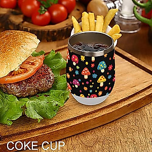 Rainbow Mushroom Funny Wine Tumbler 12 Oz Stainless Steel Insulated Mug Double Wall Water Cup with Lid