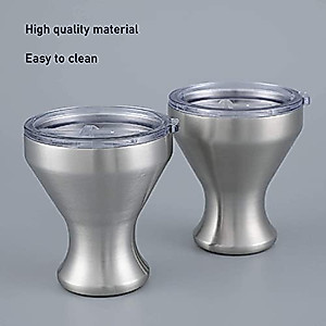 JILLMO Martini Glass, Insulated Stainless Steel Margarita Glass with Lid, Set of 2