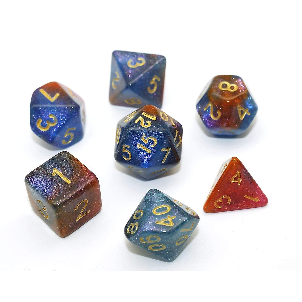 Polyhedral DND Dice Set Dice for Dungeons and Dragons, Pathfinder, D&D, RPG, MTG,7-Die Set Role Playing Games Dice…