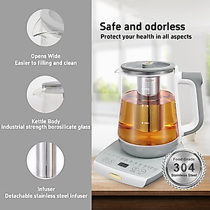 cglightwsparkle Electric Smart Hot Tea Maker Kettle Pot with Tea Infuser, Health Pot Temperature Control and Tea Keep Warm, 12 Functional Procedures, large 1.8 Liters of Capacity