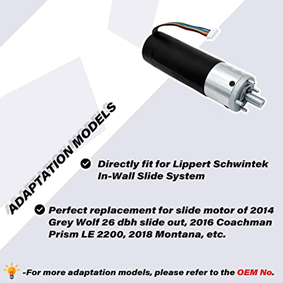 287298, RV in-Wall Slide-Out Motor Compatible with Lippert LCI Schwintek in-Wall Slide System, Motorhome Slide Motor Assembly for Travel Trailer and Camper | 500:1 High Torque Gear Ratio, 12V DC