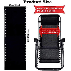 Oversized Zero Gravity Chair Replacement Fabric, XL Anti-Gravity Folding Patio Sling Repair Cloth Part for Outdoor Backyard Beach Pool Lawn, Bungee Recliner Lounge Large Mesh Canvas 63 x 21 Inches