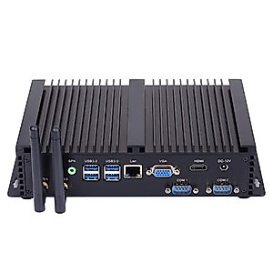 HUNSN Fanless Industrial Computer, IPC, Mini PC, Windows 11 or Linux Ubuntu, Intel I5 1135G7, IM03, VGA, HDMI, LAN, 2 x COM, 3 x USB2.0, 4 x USB3.0, Support WOL, 8G RAM, 128G SSD