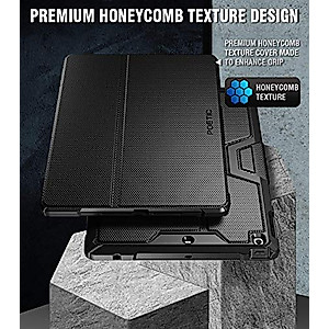 Poetic Explorer Case Designed for iPad 10.2 9th Generation (2021) / 8th Gen (2020) /7th Gen (2019) Case, Full Body Rugged Stand Folio Cover Case, Built-in Screen Protector and Pencil Holder, Black