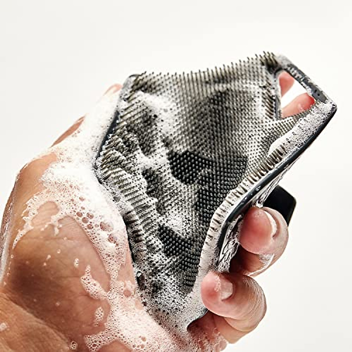 Tooletries - Body Scrubber & Storage Hook - Silicone Toiletry Organizer, Shower & Bathroom Accessory - Features Silicone-Grip Technology, Removable & Reusable - Charcoal