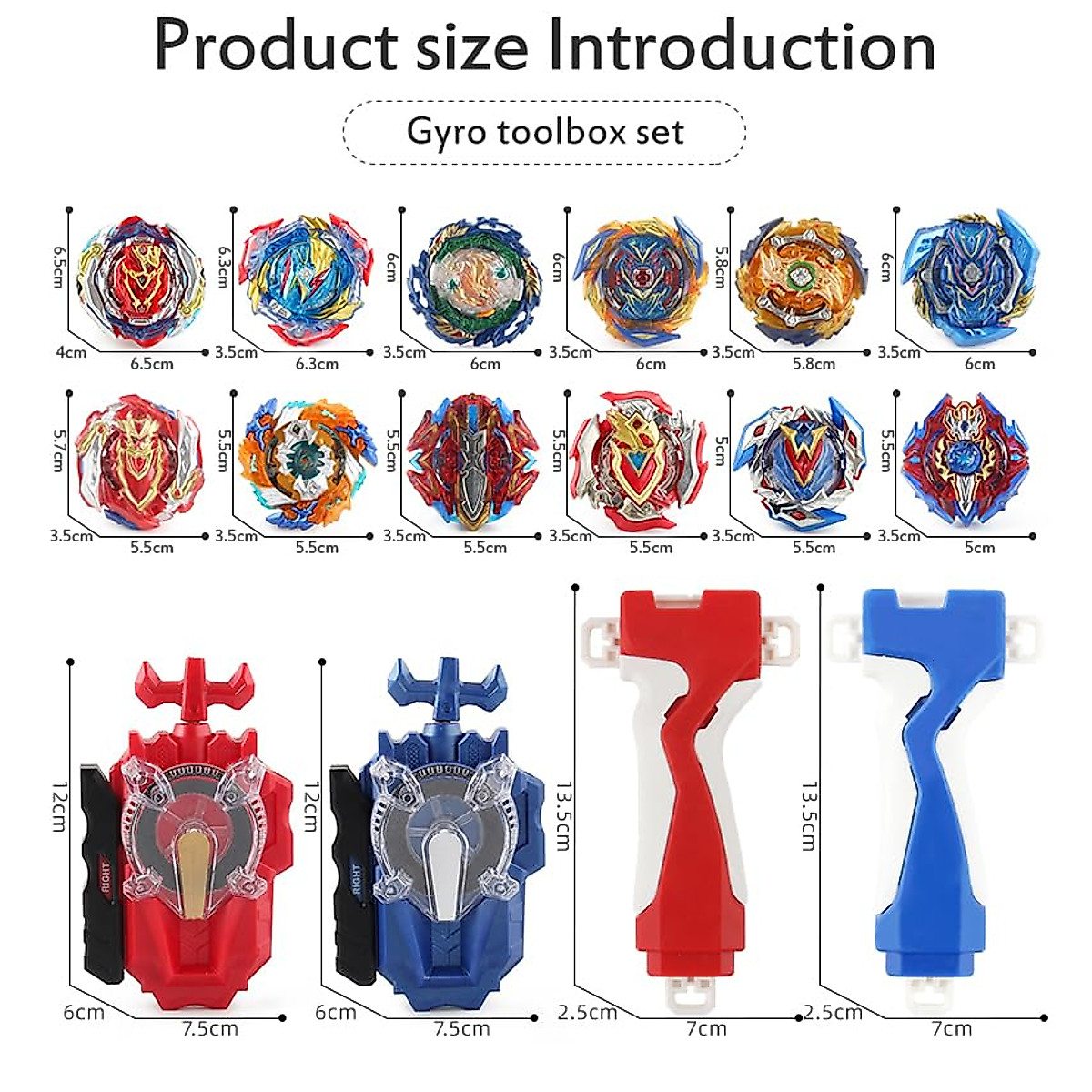 12 Piece bey Battling Burst Gyros Tops 2 Sparking Launcher with 1 Portable Storage Box Set Burst quadrive BayBlades pro Series Set for Kids Children.