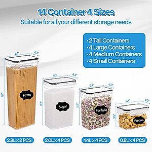 Airtight Food Storage Container Set 14 Pack, Kitchen and Pantry Organization Containers, BPA Free Plastic Cereal Containers with Easy Lock Lids, Kitchen Decor with 24 Labels & Marker
