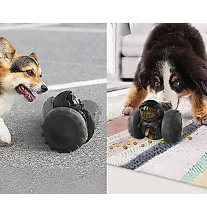 for Small Dry Treat Dog Food Toy Interactive, Robot Food Dispensor Treat Toy, Interactive Cat Treat Toy, Dog Food Puzzle Feeder, Slow Feeder Cat Treat Puzzle Toys for Small Medium Dogs/Cats (Black)