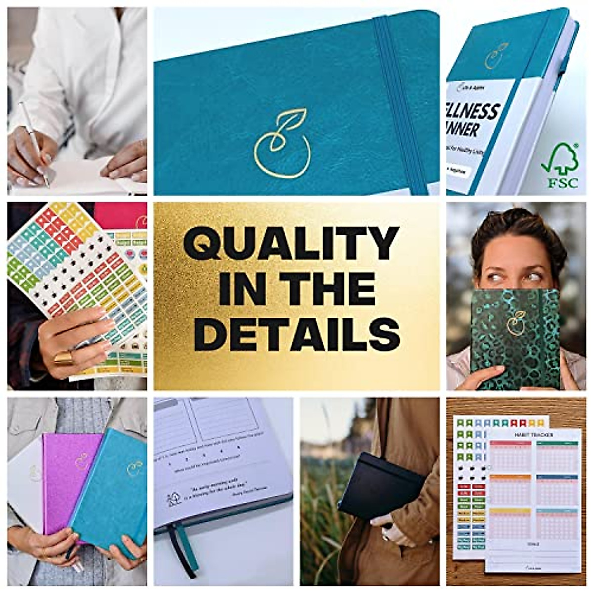 Life & Apples Wellness Planner - Food Journal and Fitness Diary with Daily Gratitude and Meal Planner for Healthy Living and Self-Care - Track Weight Loss Diet and Health Goals - Undated, White