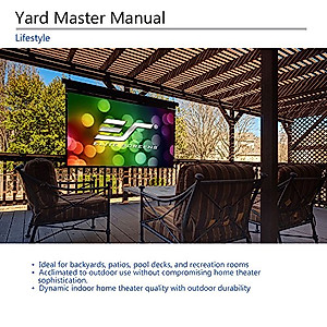 Elite Screens Yard Master Manual Projector Screen, 100-inch Outdoor Rain Water Resistant 16:9, 8K 4K Ultra HD 3D Movie Theater Cinema Front Projection, OMS100HM |US Based Company 2-YEAR WARRANTY