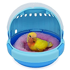 Bonaweite Bird Travel Carrier, Transparent Easy Access Door Cage, Lightweight & Portable Parrot Carry Case with Mat