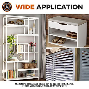 Plastic Hinged Screw Cover Caps, HNYYZL Screw Caps 150 PCS White, Folding Screw Cover Cap, Snap Washer Covers Flip Tops for Covering Screw Heads, Screw Protection (M)