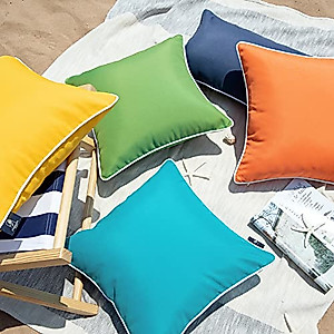 Phantoscope Pack of 2 Outdoor Waterproof Solid Throw Decorative Pillow Cover Decorative Square Outdoor Pillows Cushion Case Patio Pillows for Couch Tent Sunbrella, Teal Blue 18x18 inches 45x45 cm
