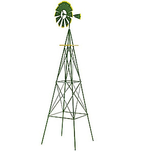XtremepowerUS 8FT Green Metal Windmill Yard Garden Wind Mill