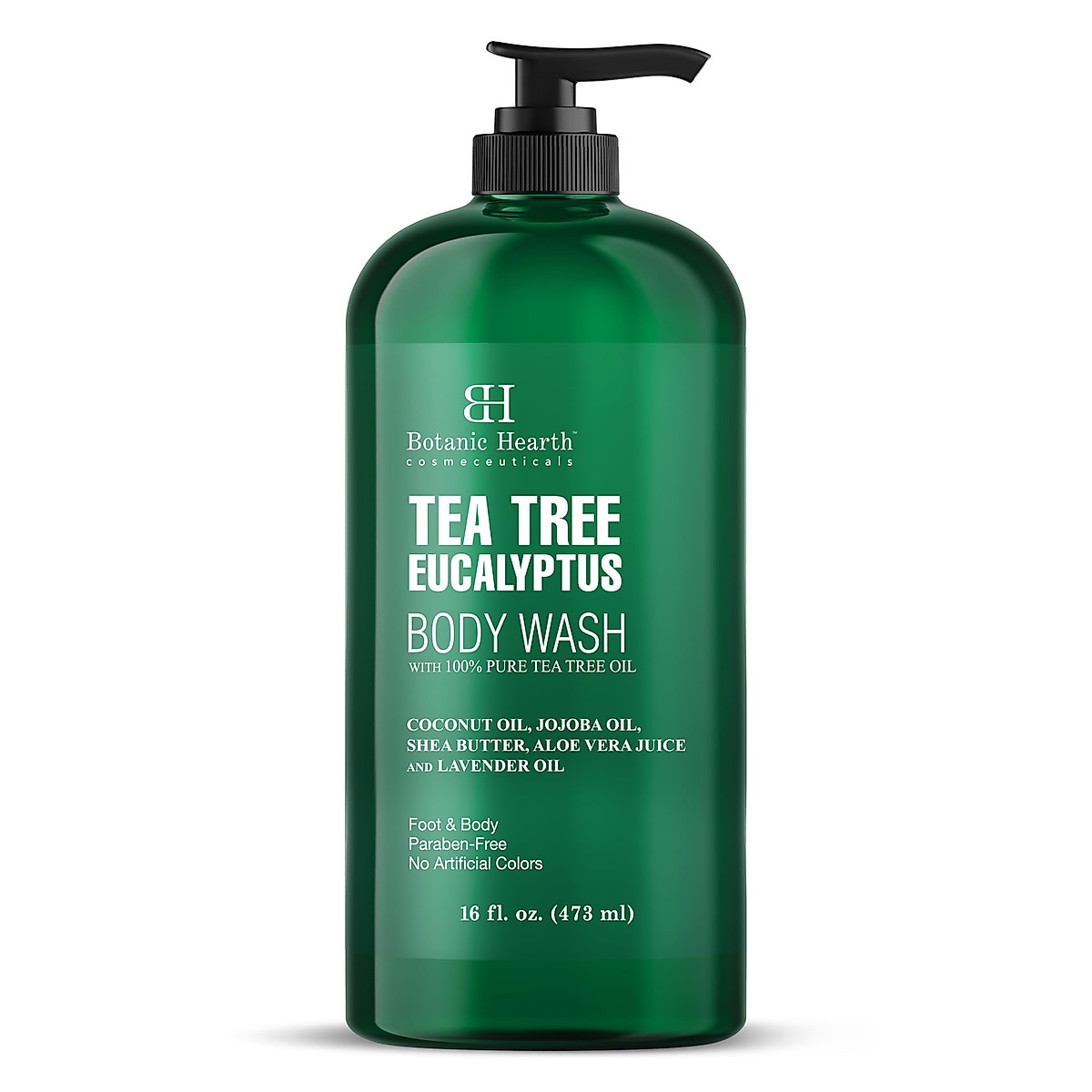 Botanic Hearth Eucalyptus & Tea Tree Body Wash - 16 fl oz - Helps Soothe Skin, Refreshing and Invigorating, Cleansing Shower Gel for Men and Women - Sulfate Free, Paraben Free
