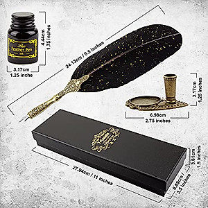 Trustela Calligraphy Pen Set, Feather Pen, Calligraphy Pen Set, Quill And Ink Set, Calligraphy Set For Beginners, Feather Pen And Ink Set, Quill Pen And Ink Set, Quill Pen (BlackFeather)