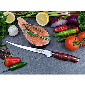 Ergo Chef Crimson Series 7.5" Flexible Fillet Knife – Forged High Carbon X50CrMoV15 German Stainless Steel - G10 Handle