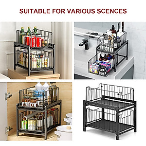 XCELLENT GLOBAL XG 2 Tier Under Sink Kitchen Organizer with Pull-Out Sliding Basket Drawer, Cabinet Organizers and Storage for Kitchen, Bathroom, Cabinet HG659