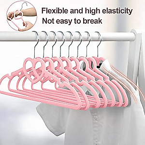 Velvet Hangers Pack of 20, Non Slip Standard Clothing Adult Heart-Shaped Clothes Hanger, Notches 360 Degree Swivel Hook Felt Hangers, for Heavy Coats, Jackets, Office Suits,Undergarments,Pink